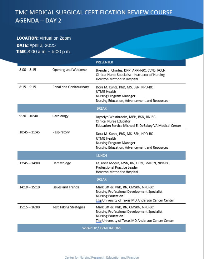 TMC Collaborative: Medical-Surgical Certification Review Course- April ...