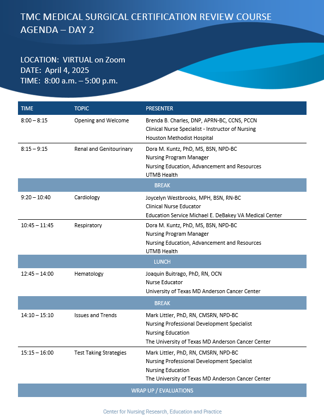 TMC Collaborative: Medical-Surgical Certification Review Course- April ...